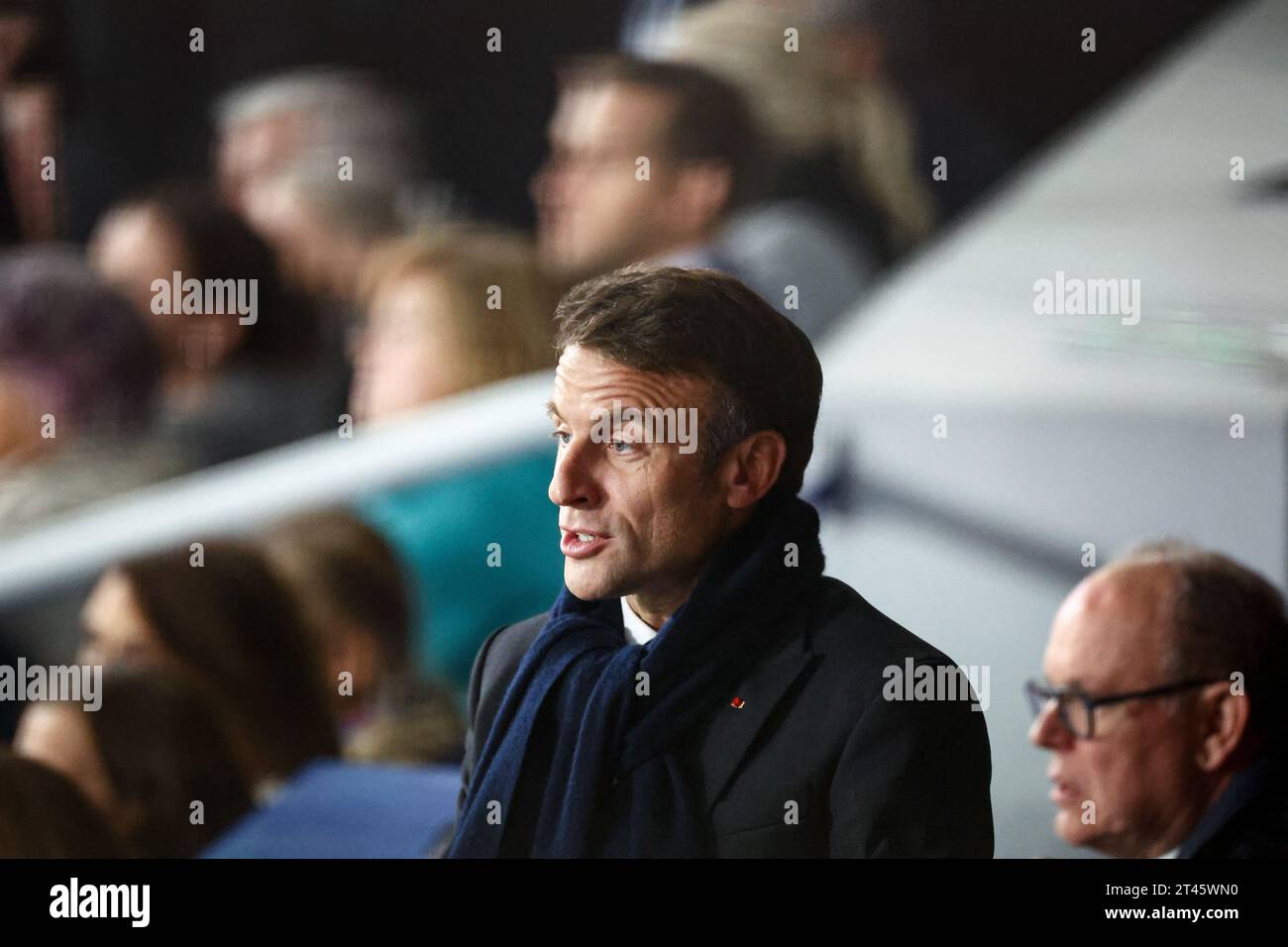 French President Emmanuel Macron during the Rugby World Cup Final match ...