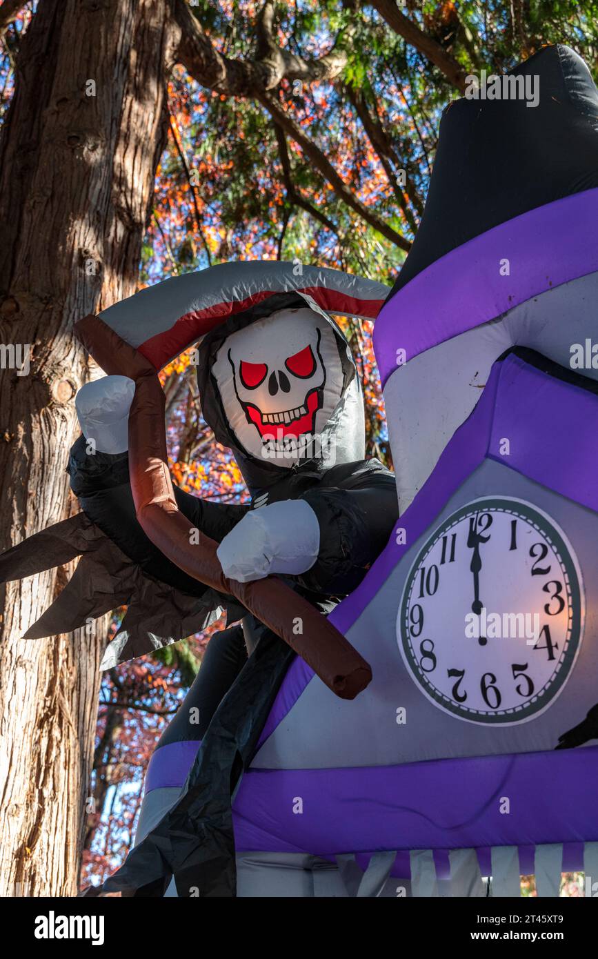 Inflatable Grim Reaper decoration displayed outside a house for ...