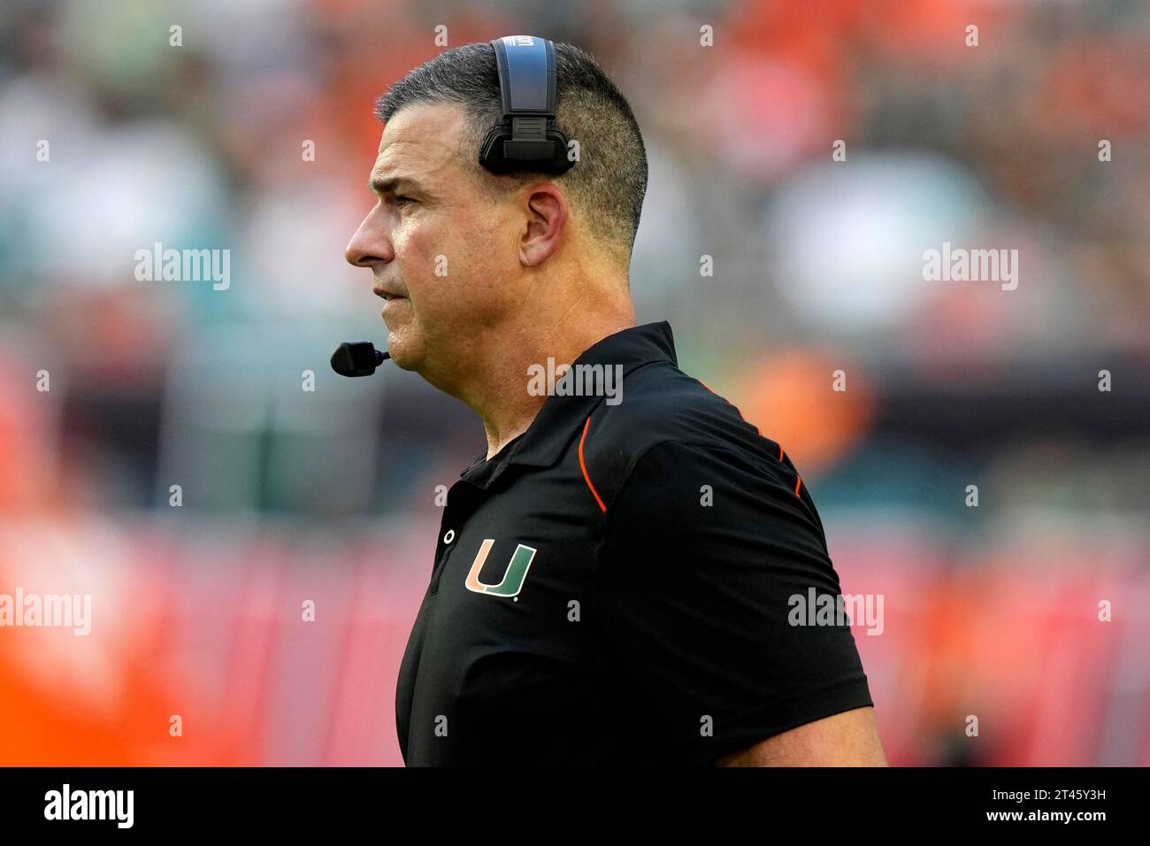 Miami head coach Mario Cristobal watches during the second half of an ...