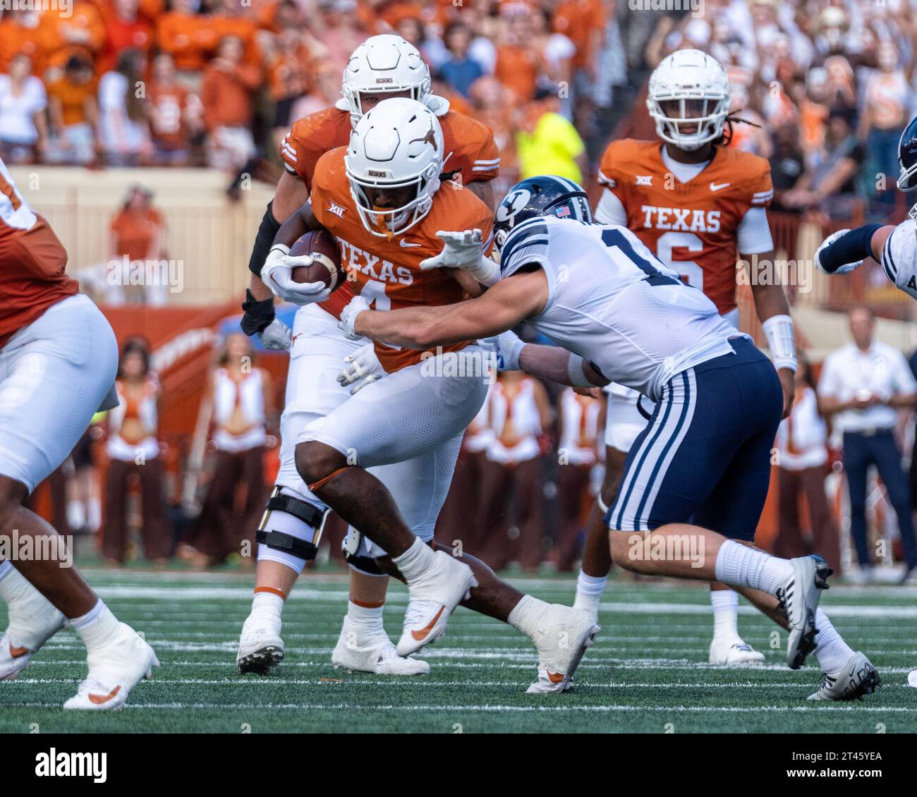 Oct 28, 2023. CJ Baxter #4 of the Texas Longhorns in action vs the BYU ...