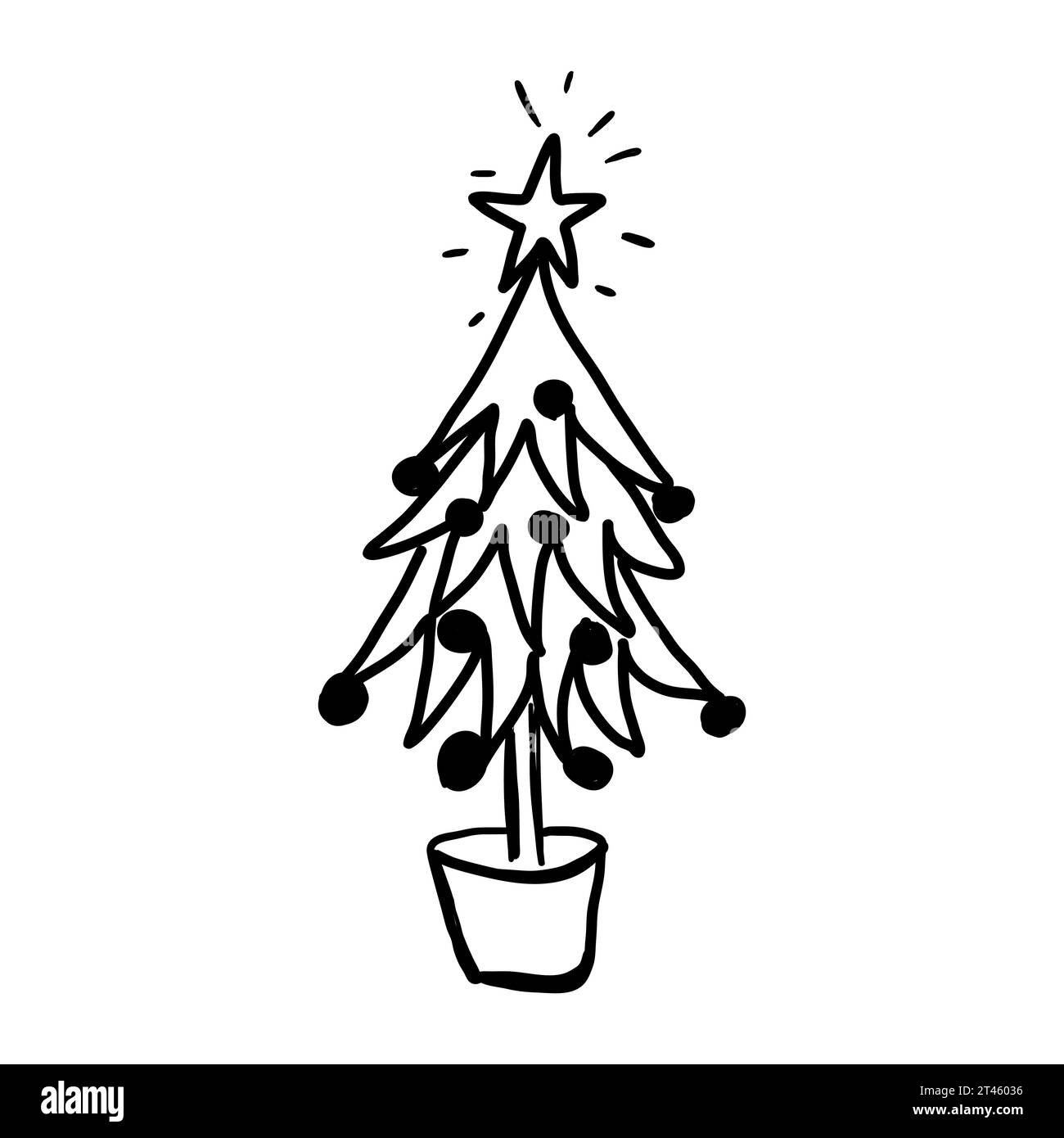 Christmas tree hand drawn illustration Stock Vector Image & Art - Alamy