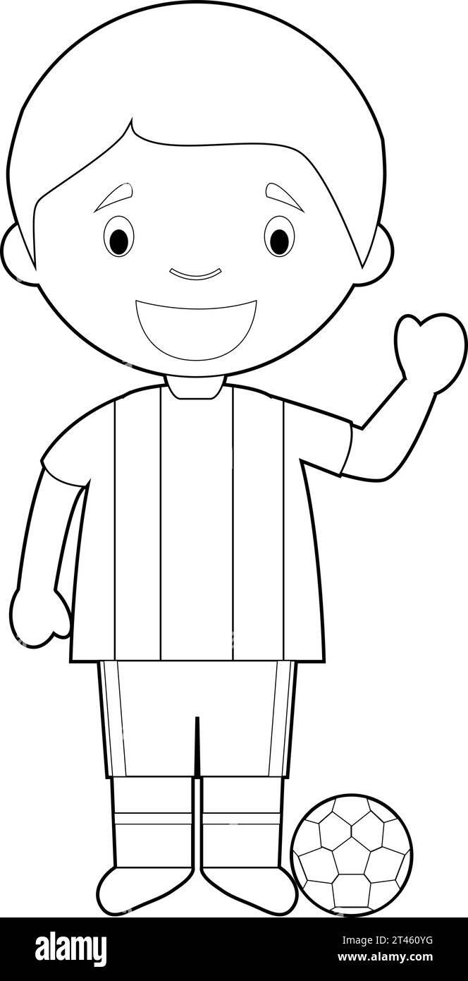 Easy coloring cartoon vector illustration of a football player Stock ...