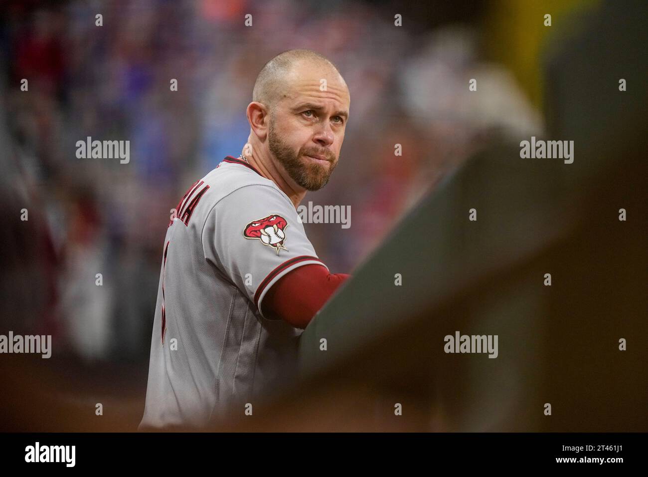Arizona Diamondbacks third baseman Evan Longoria waits for the start of ...