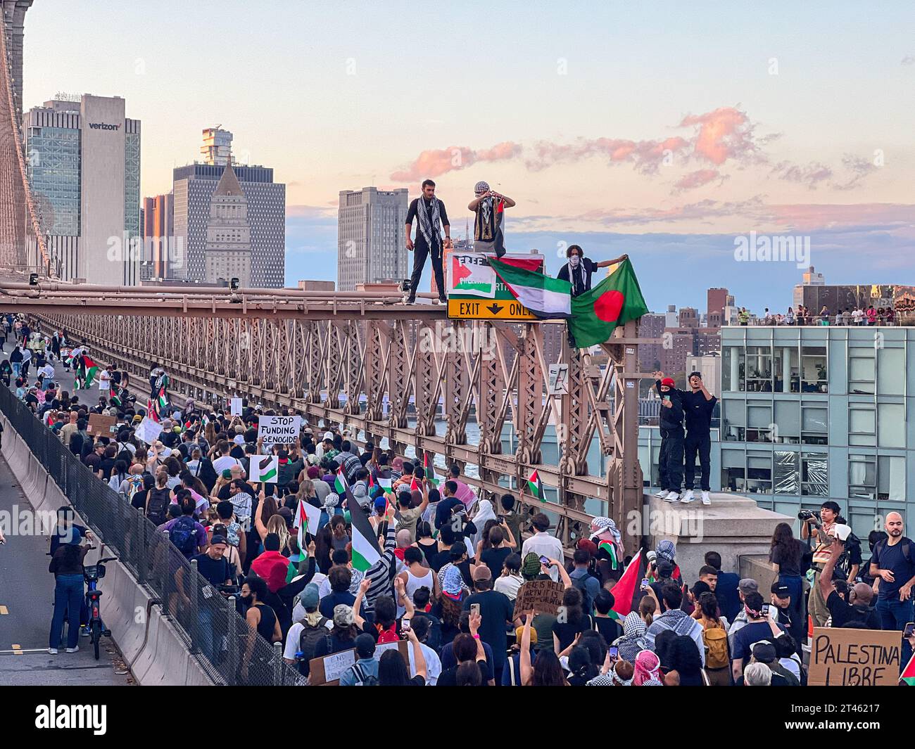 New York City, United States. 28th October, 2023. A demonstaror is ...