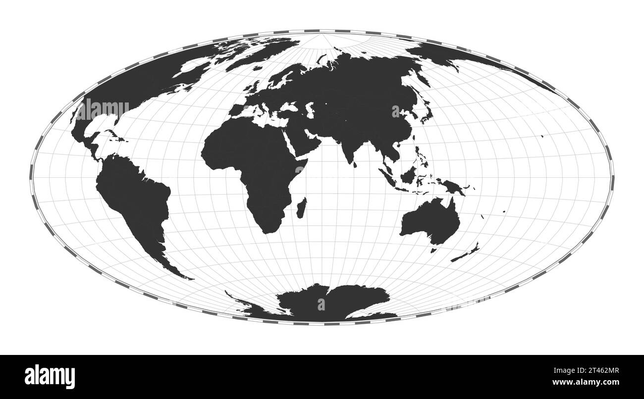 Vector world map. Aitoff projection. Plain world geographical map with ...