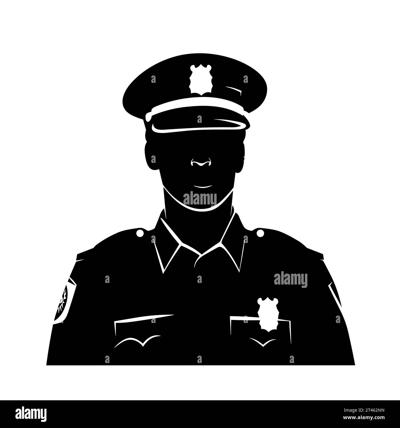 Police officer silhouette. Police officer black icon on white ...