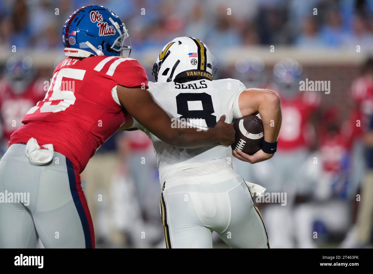 Mississippi defensive end Jared Ivey (15) sacks Vanderbilt quarterback ...