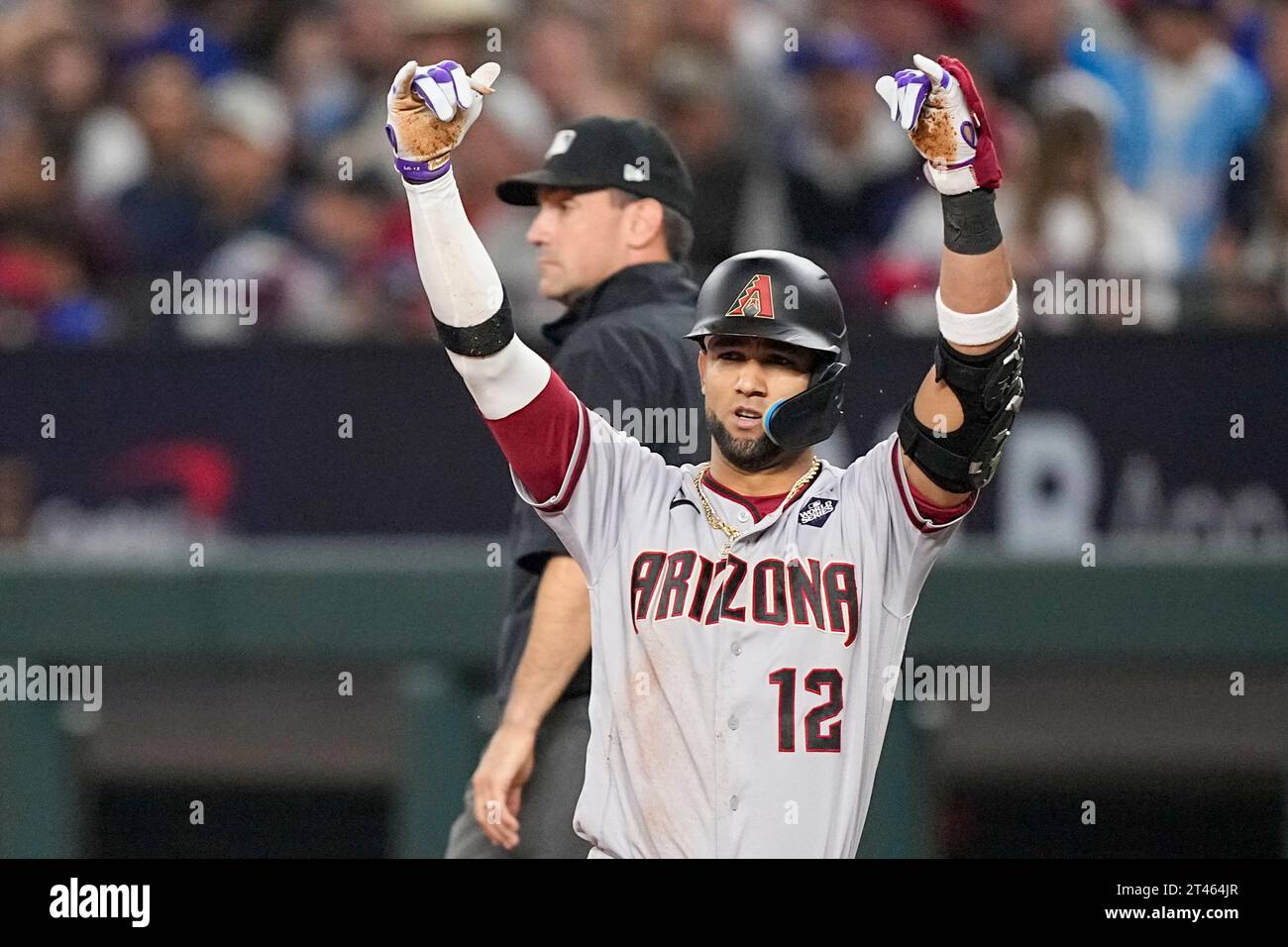Arizona Diamondbacks' Lourdes Gurriel Jr. celebrates a RBI single ...