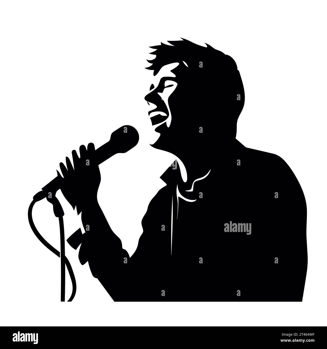 Male singer silhouette. Singer black icon on white background Stock ...