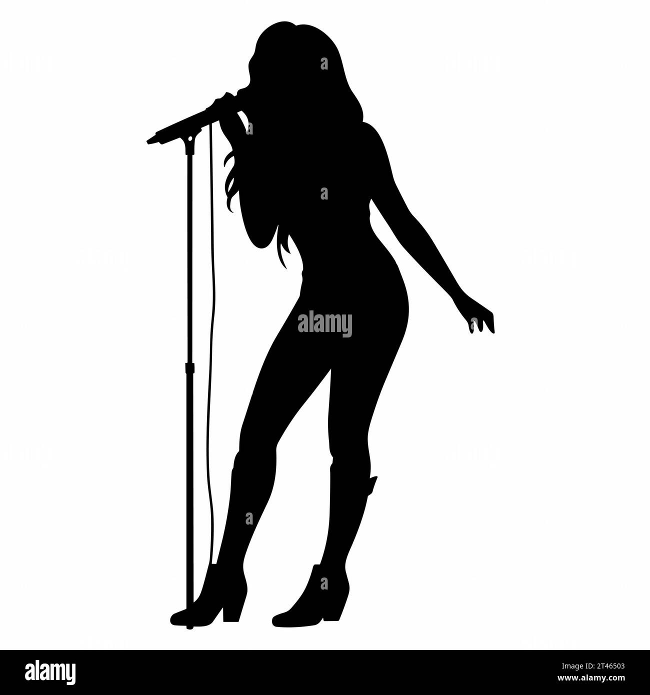 Singing silhouette woman singing microphone Cut Out Stock Images ...