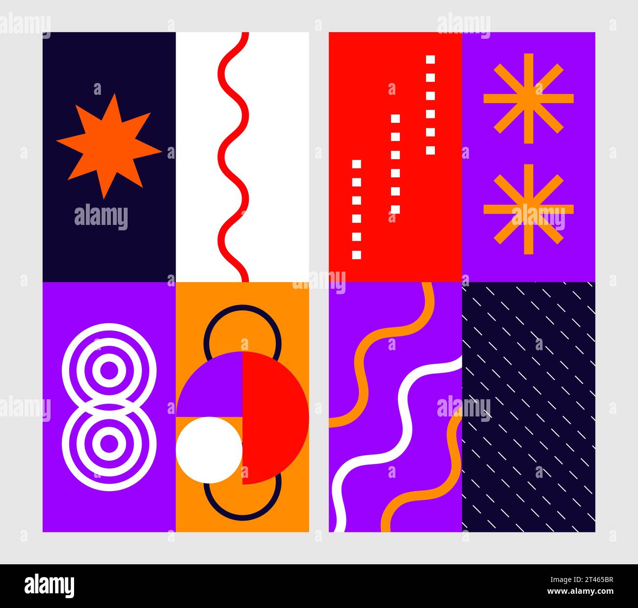 Brutalist posters set with abstract geometric shapes and naive grids ...
