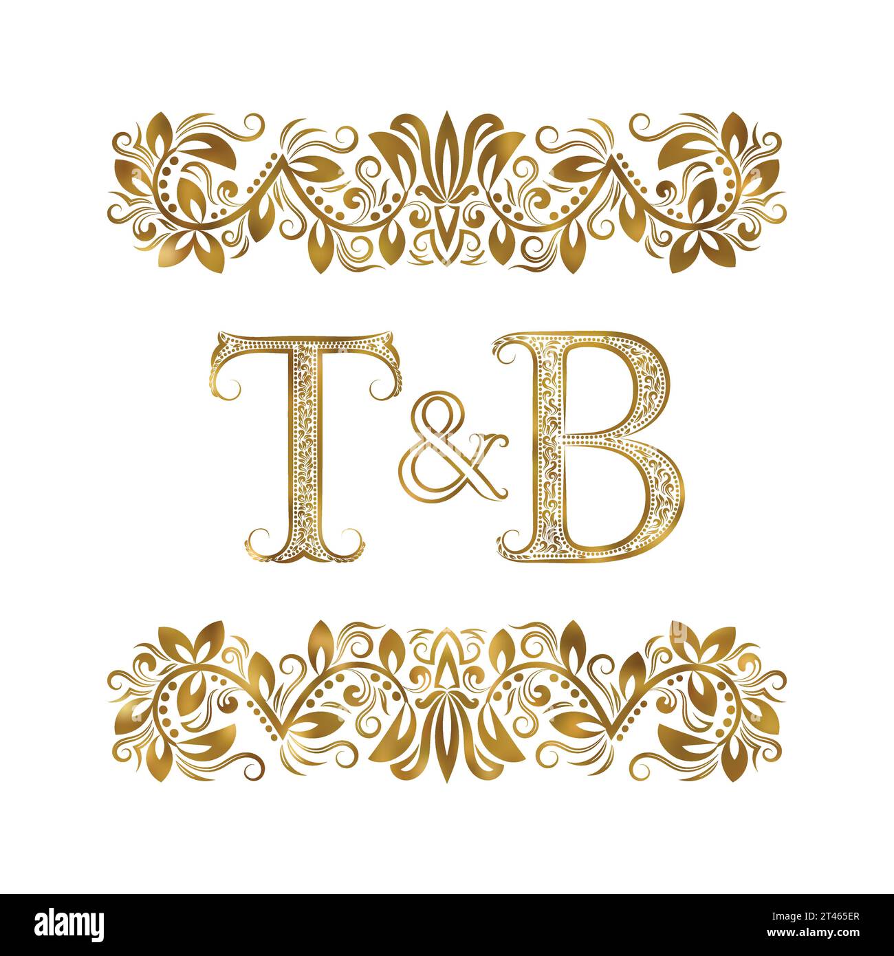 T and b vintage initials logo symbol letters Vector Image Stock Vector ...