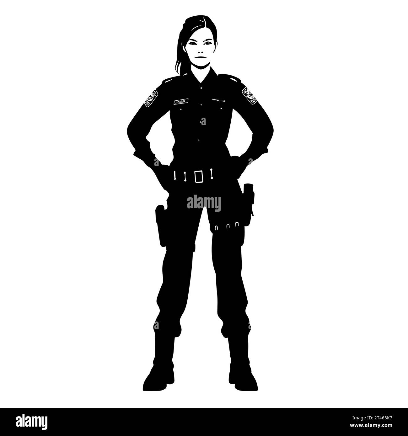 Female police officer silhouette. Police officer woman black icon on ...