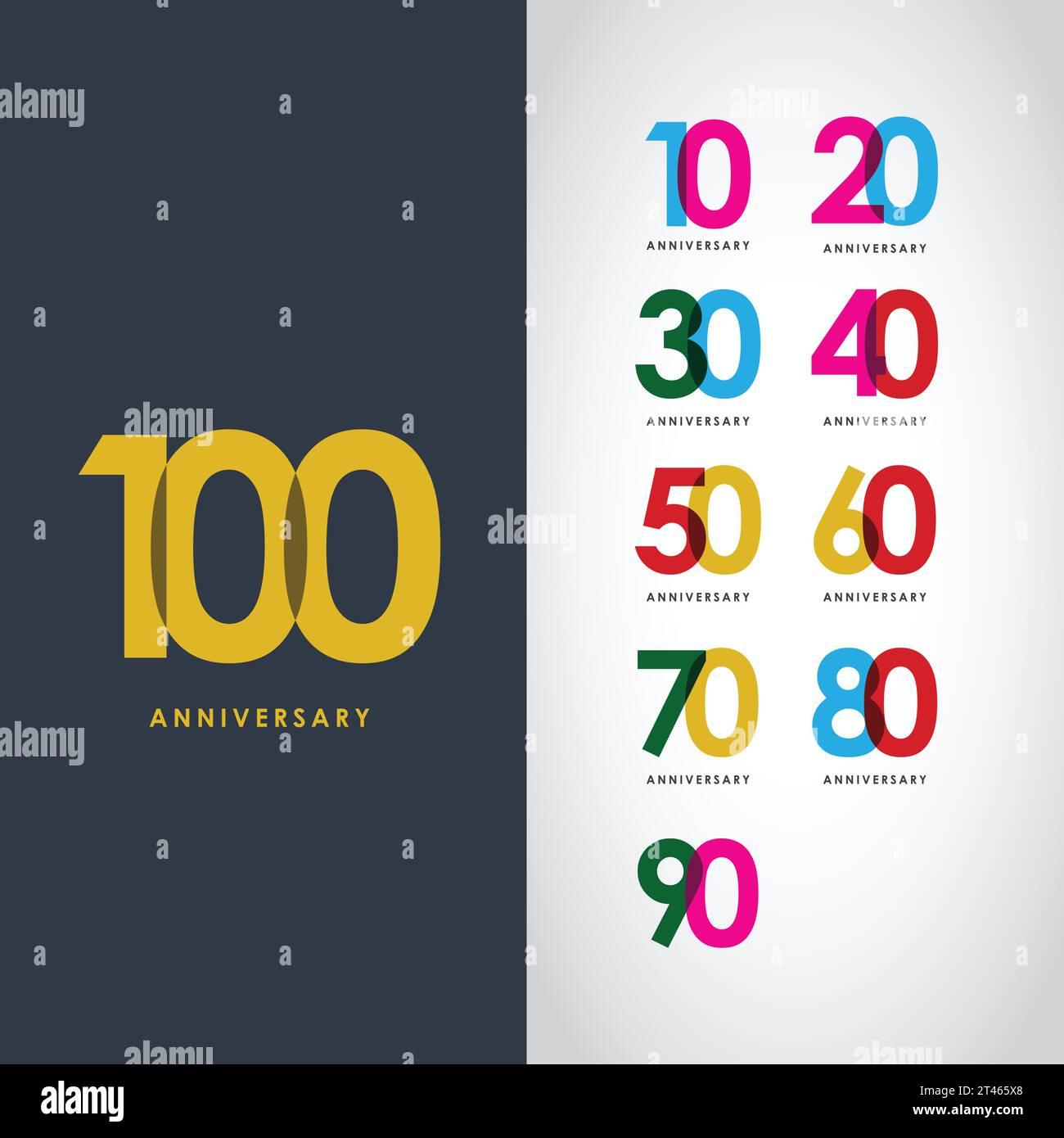 100 year anniversary set 10 20 30 40 50 60 70 80 Vector Image Stock Vector Image & Art - Alamy