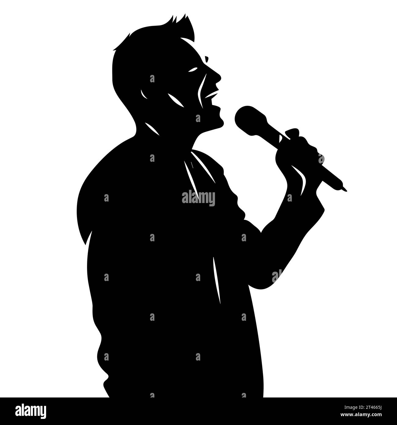 Male singer silhouette. Singer black icon on white background Stock ...