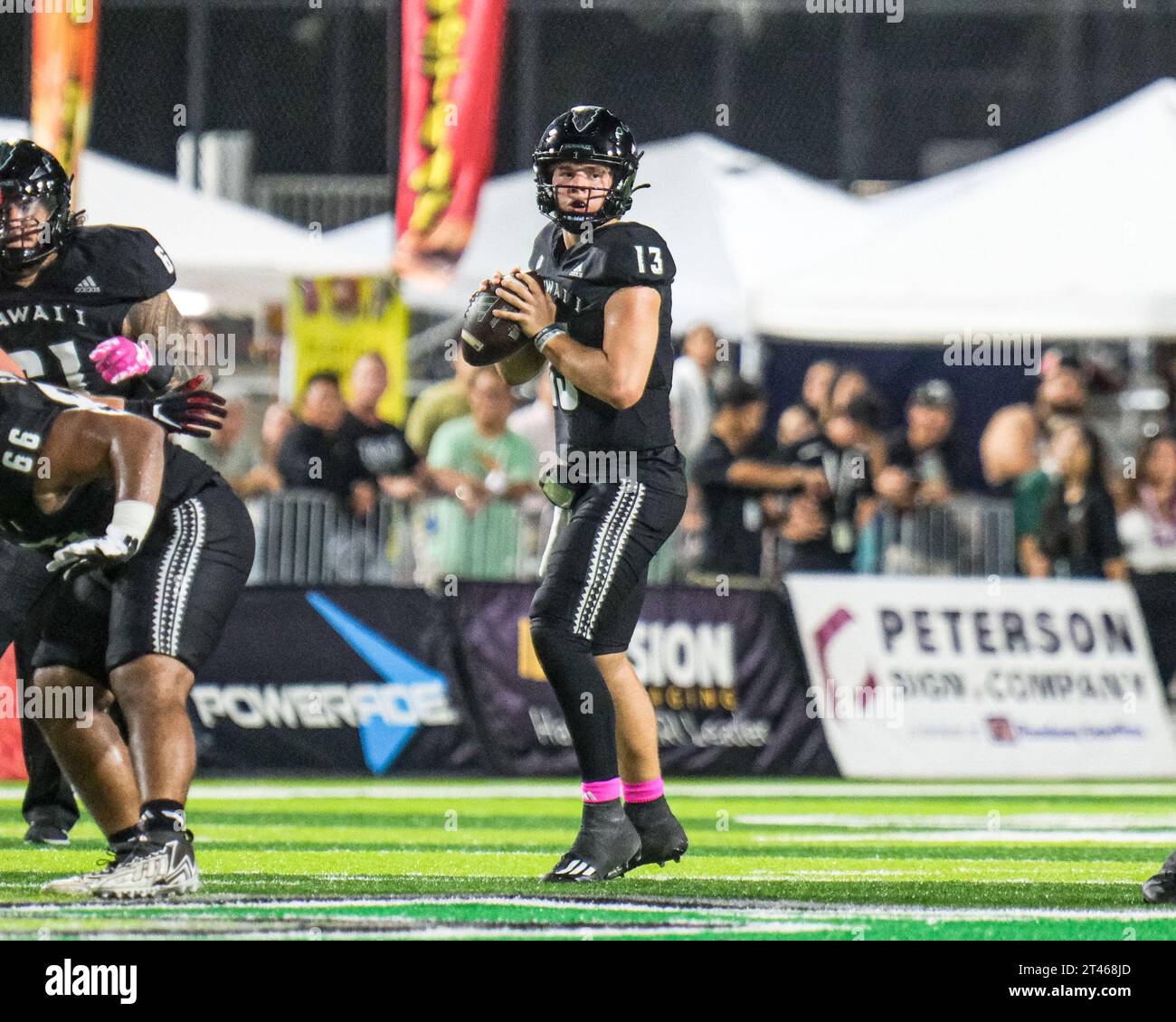 October 14, 2023: Hawaii Rainbow Warriors quarterback Brayden Schager ...