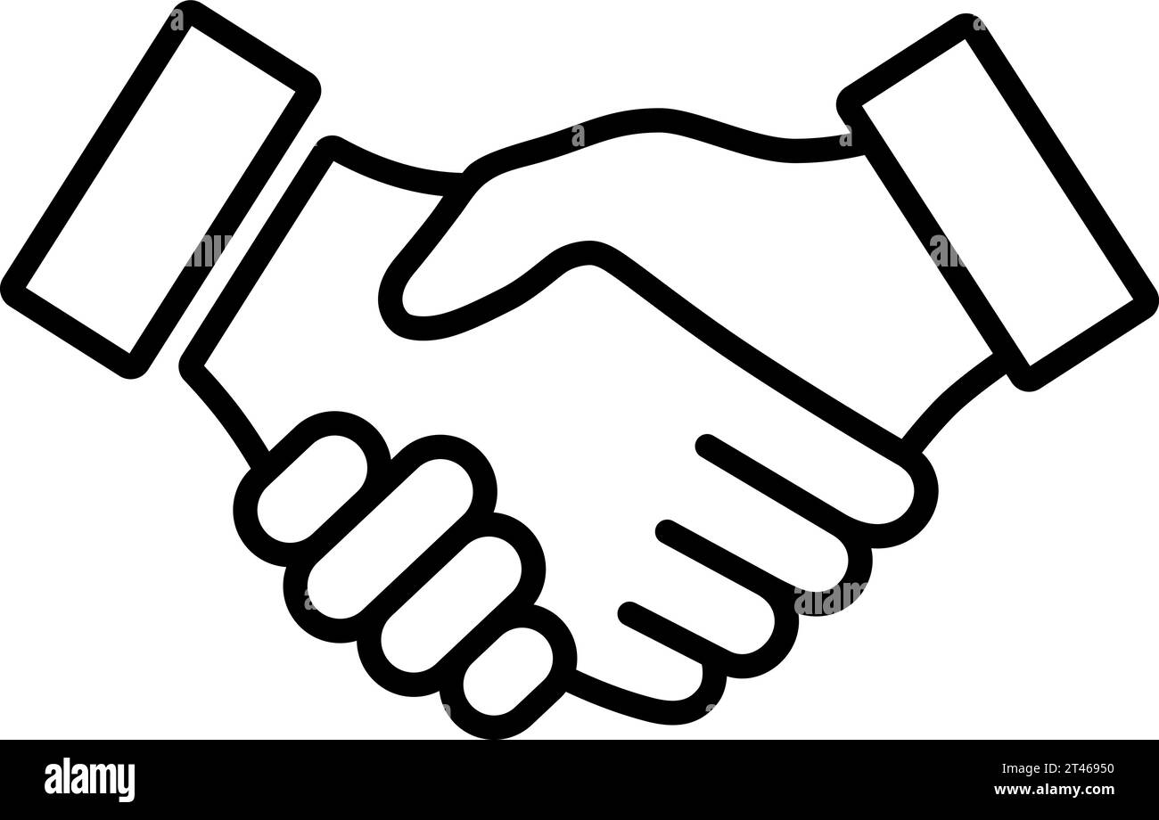 Linear icon of handshake of two hands as concept of trust and support ...