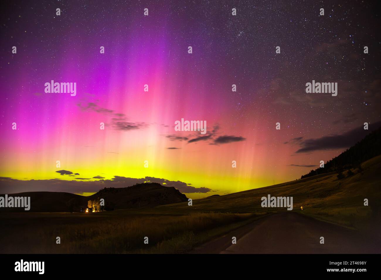 The northern lights rising high into the sky above the National Elk ...