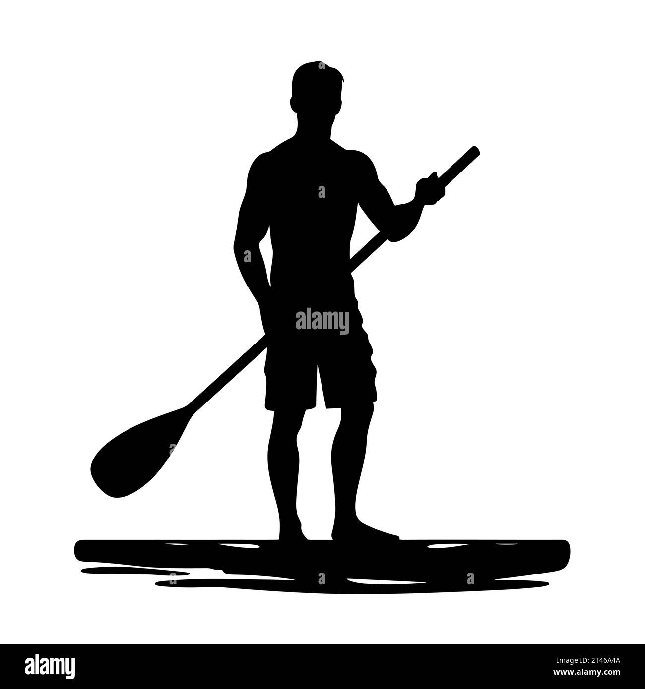 Paddleboarding man silhouette. Paddleboarding man black icon on white background Stock Vector ...