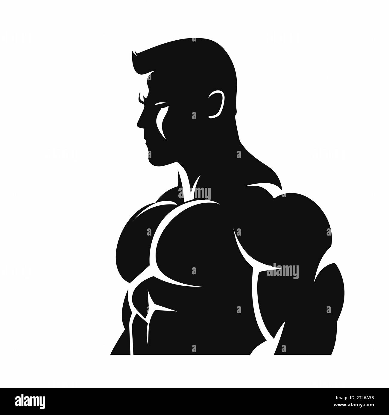 Bodybuilder silhouette. Bodybuilder black icon on white background ...
