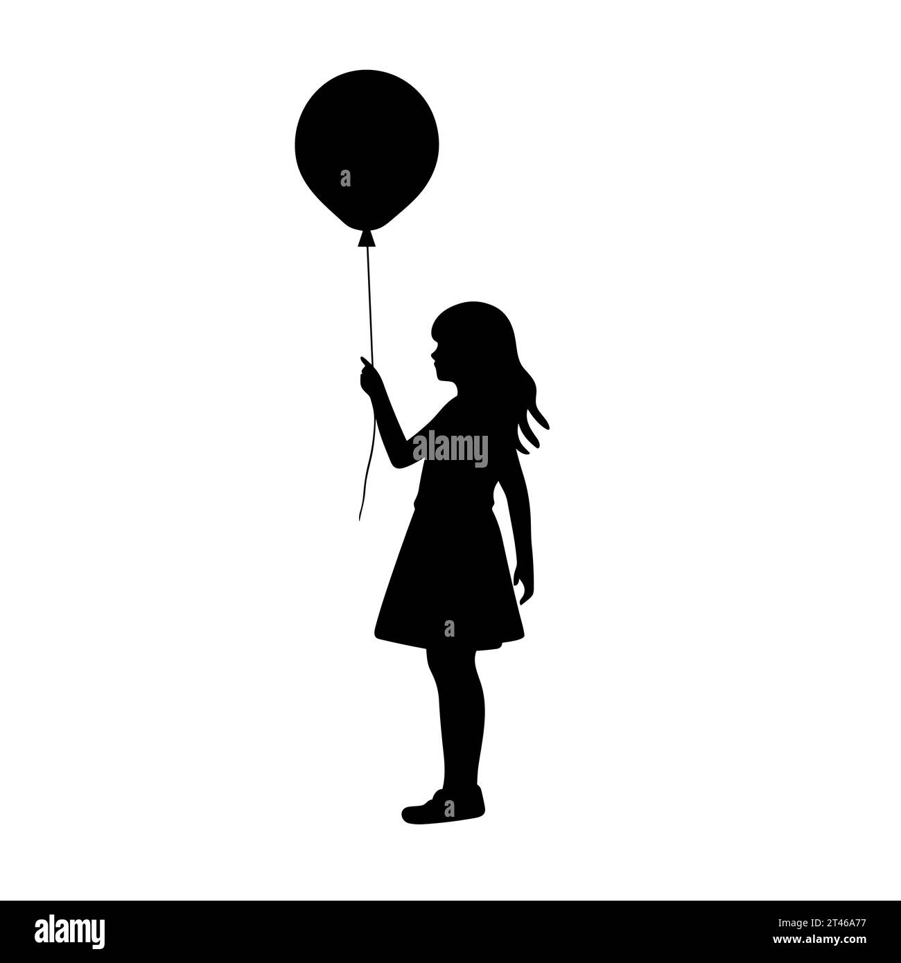 Girl holding balloon silhouette. Girl holding balloon black icon on ... Girl holding balloon silhouette. Girl holding balloon black icon on ...