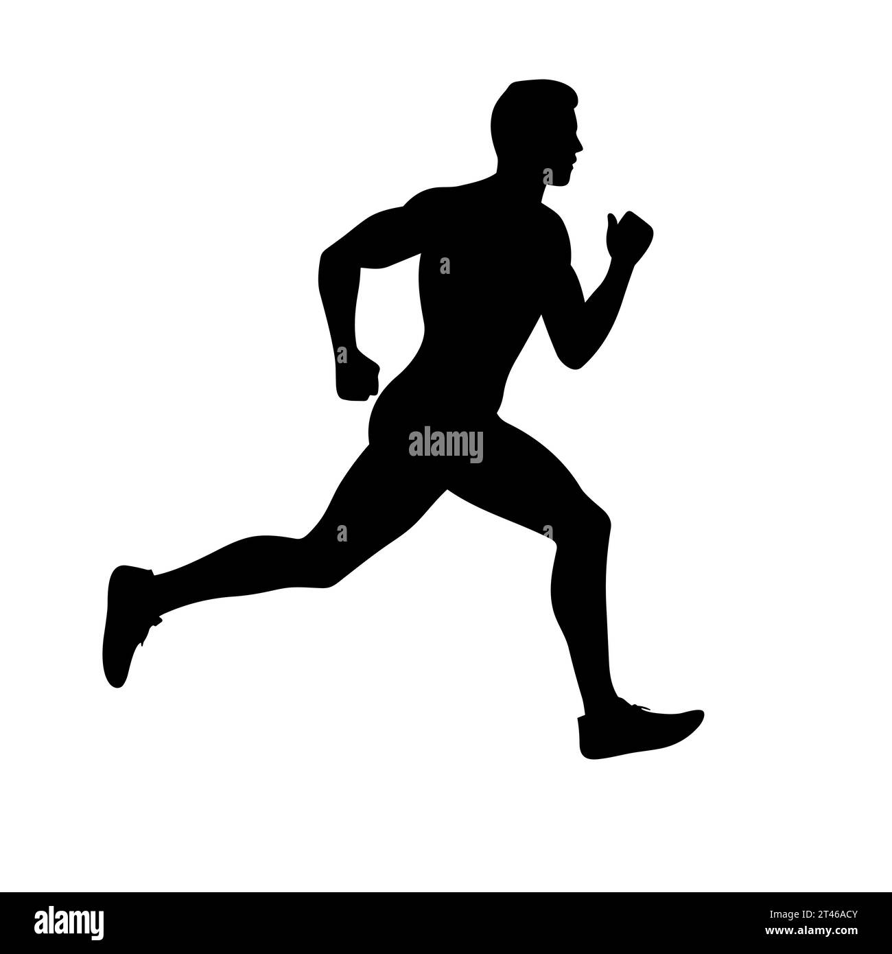Male runner silhouette. Man runner black icon on white background Stock ...