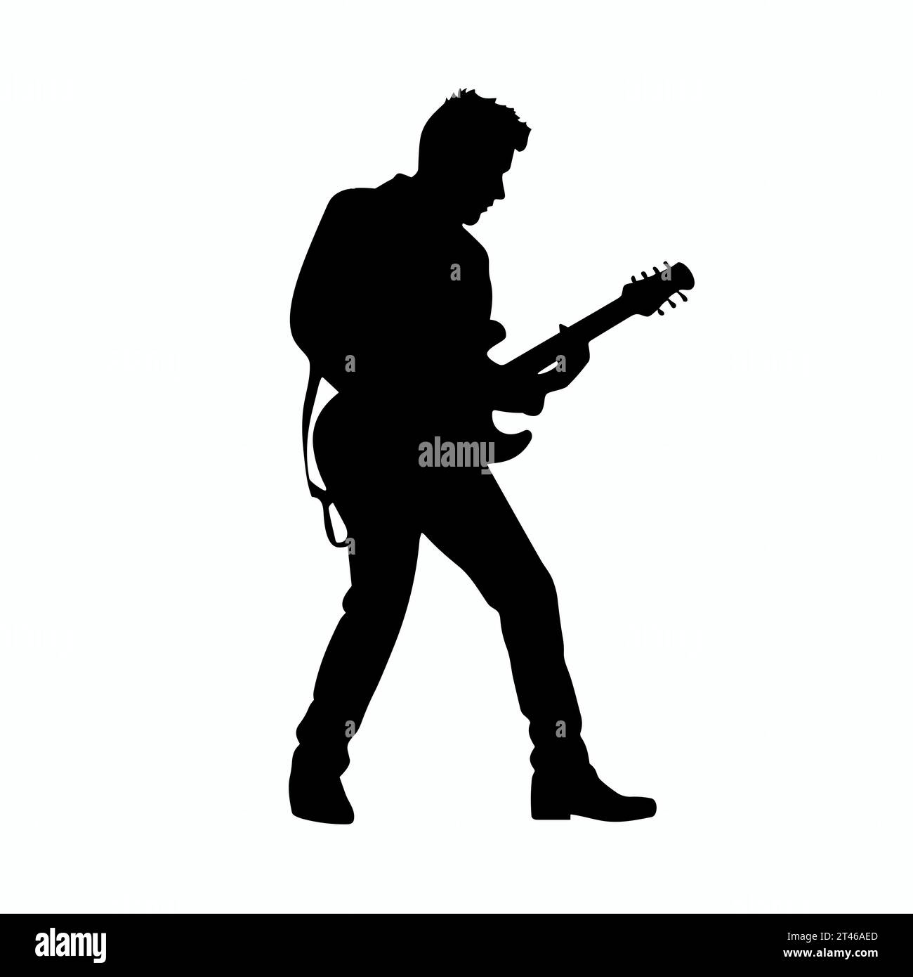 Guitarist silhouette. Guitarist black icon on white background Stock ...