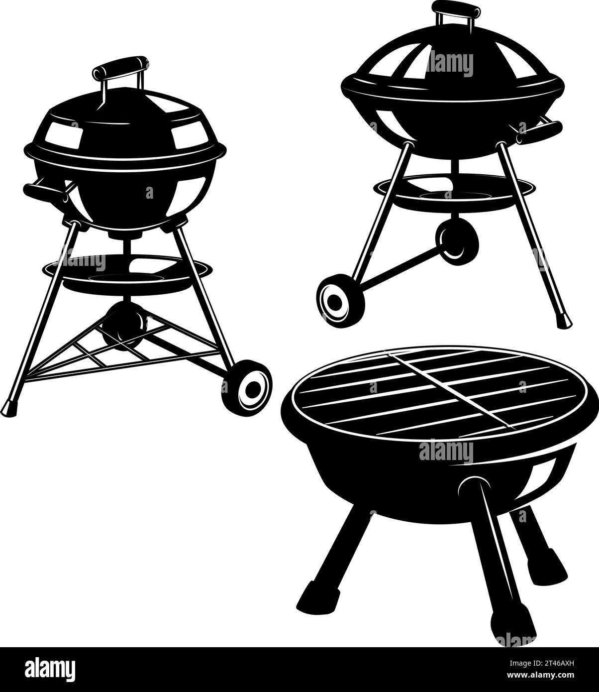 Set Of Illustrations Of Bbq Grill Design Element For Emblem Sign Menu Invintation Stock