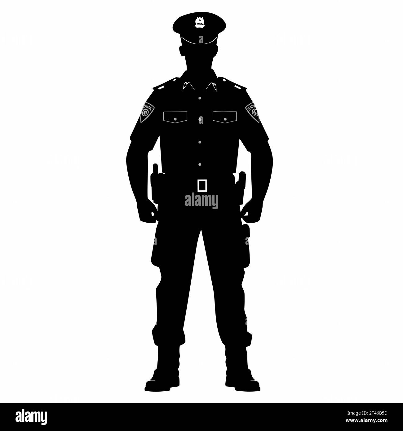Police officer silhouette. Police officer black icon on white ...