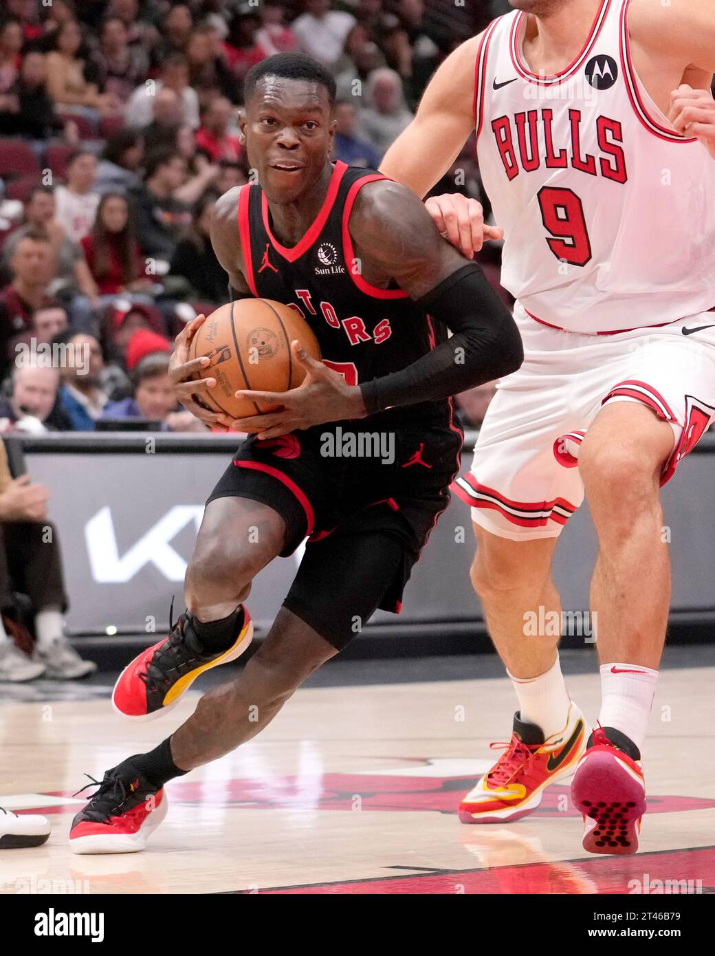Toronto Raptors' Dennis Schroder drives to the basket during an NBA ...