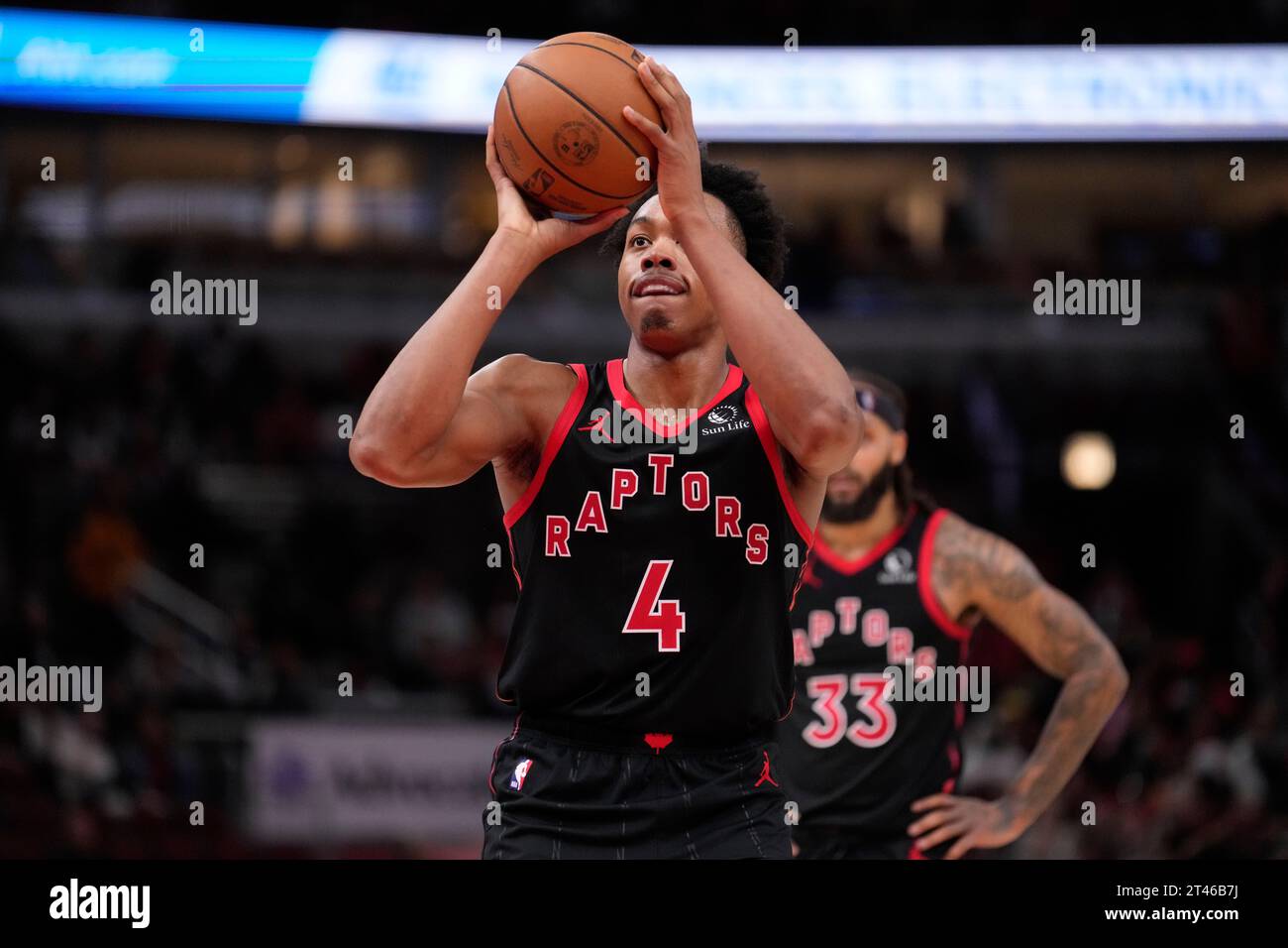 Toronto Raptors' Scottie Barnes shoots a free throw in an NBA ...