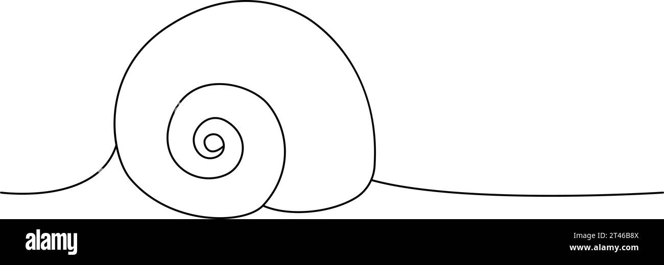 Scallop shellfish one line continuous drawing. Tropical underwater ...