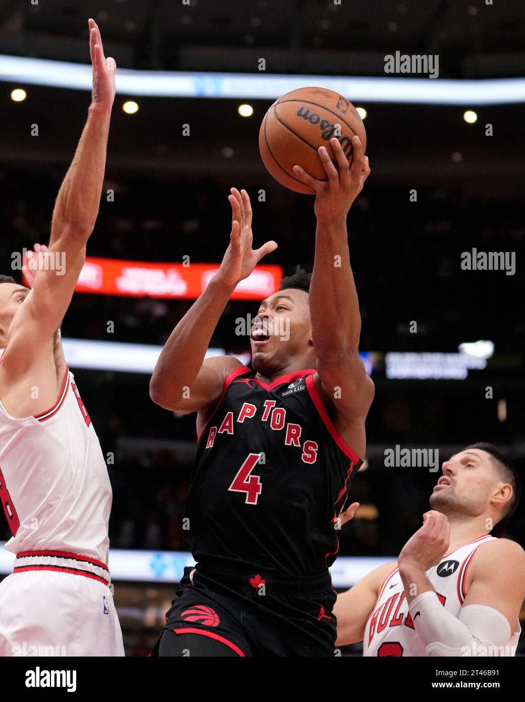 Toronto Raptors' Scottie Barnes drives to the basket in an NBA ...