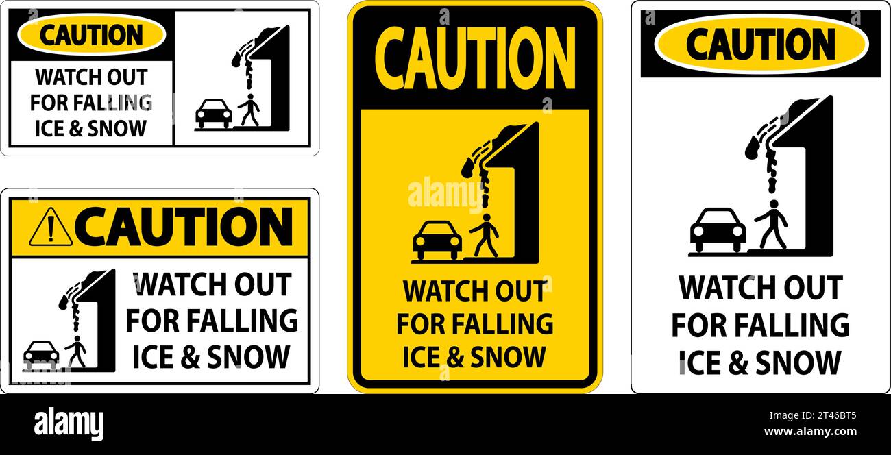 Caution Sign Watch Out For Falling Ice And Snow Stock Vector Image ...