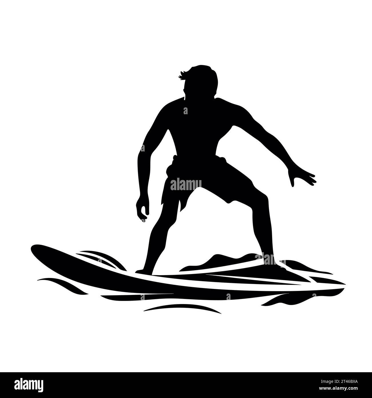 Surfer silhouette. Surfer black icon on white background Stock Vector ...