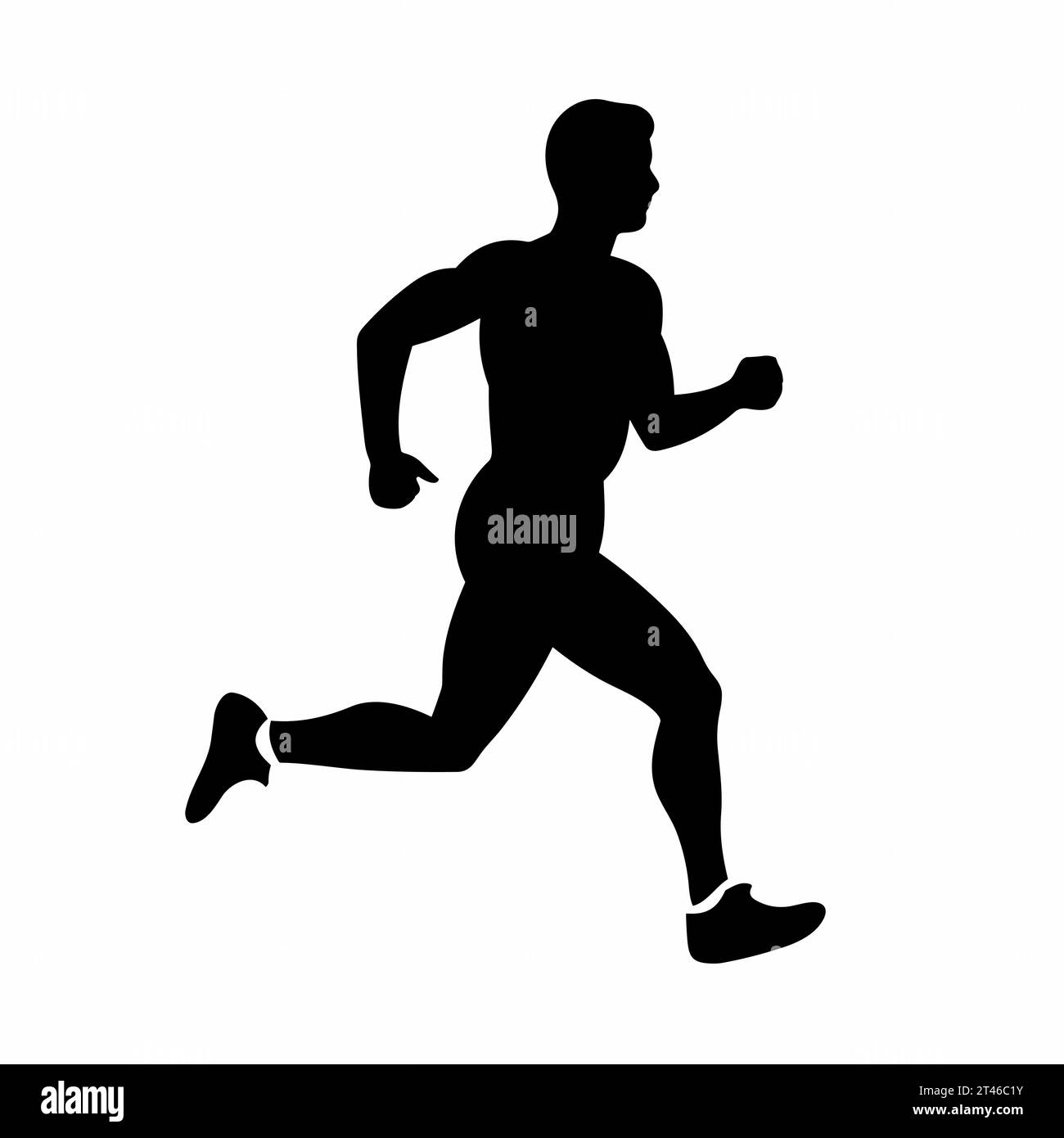 Male runner silhouette. Man runner black icon on white background Stock ...