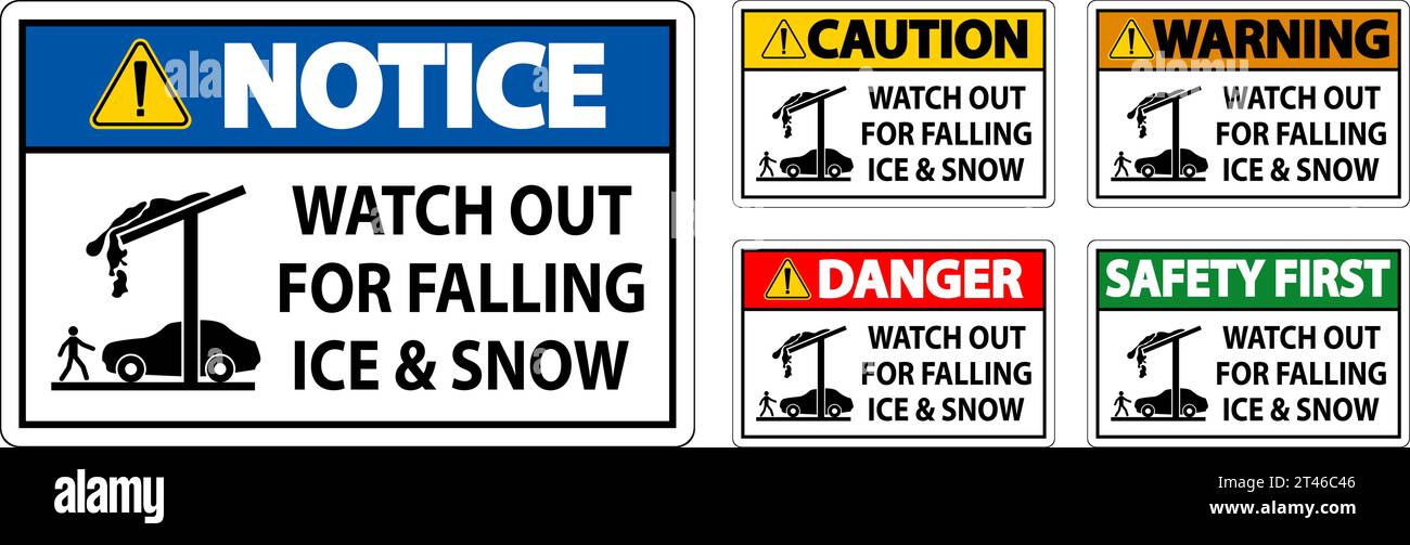 Caution Sign Watch Out For Falling Ice And Snow Stock Vector Image ...