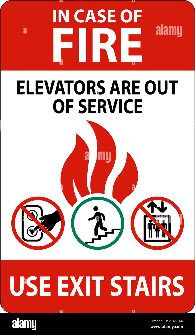 In Case Of Fire Sign Elevators Are Out of Service, Use Exit Stairs ...