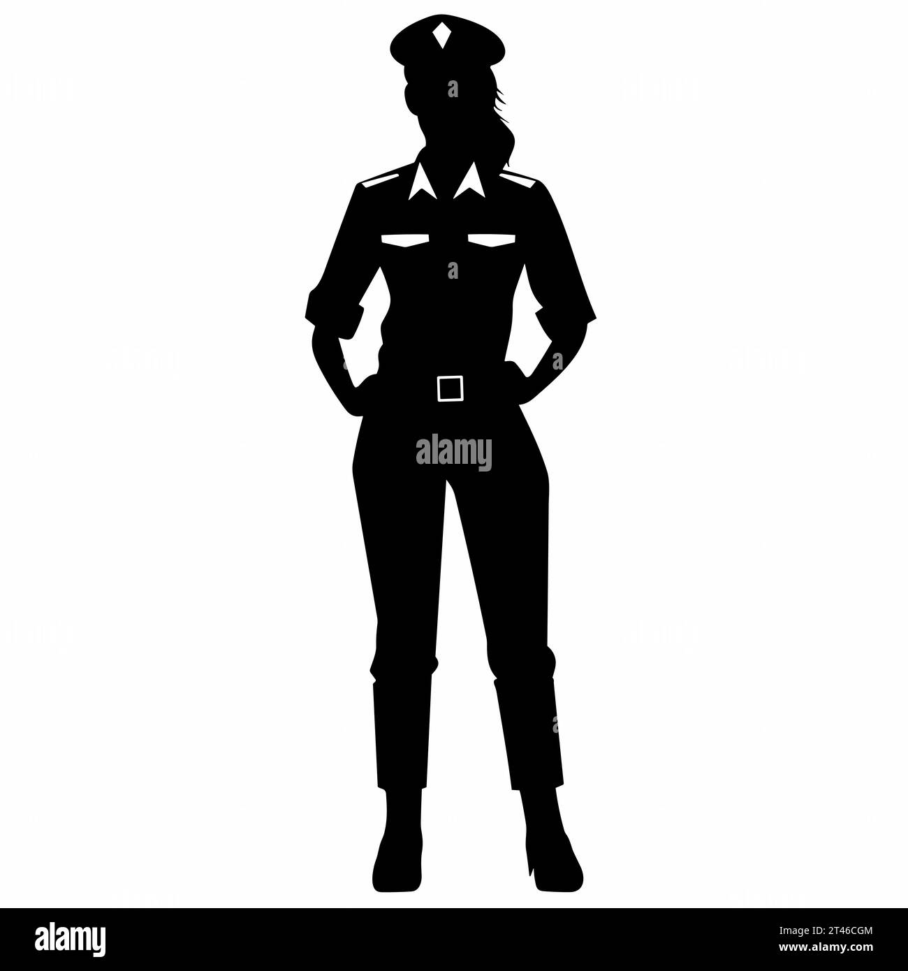Pilot woman silhouette. Female pilot black icon on white background ...