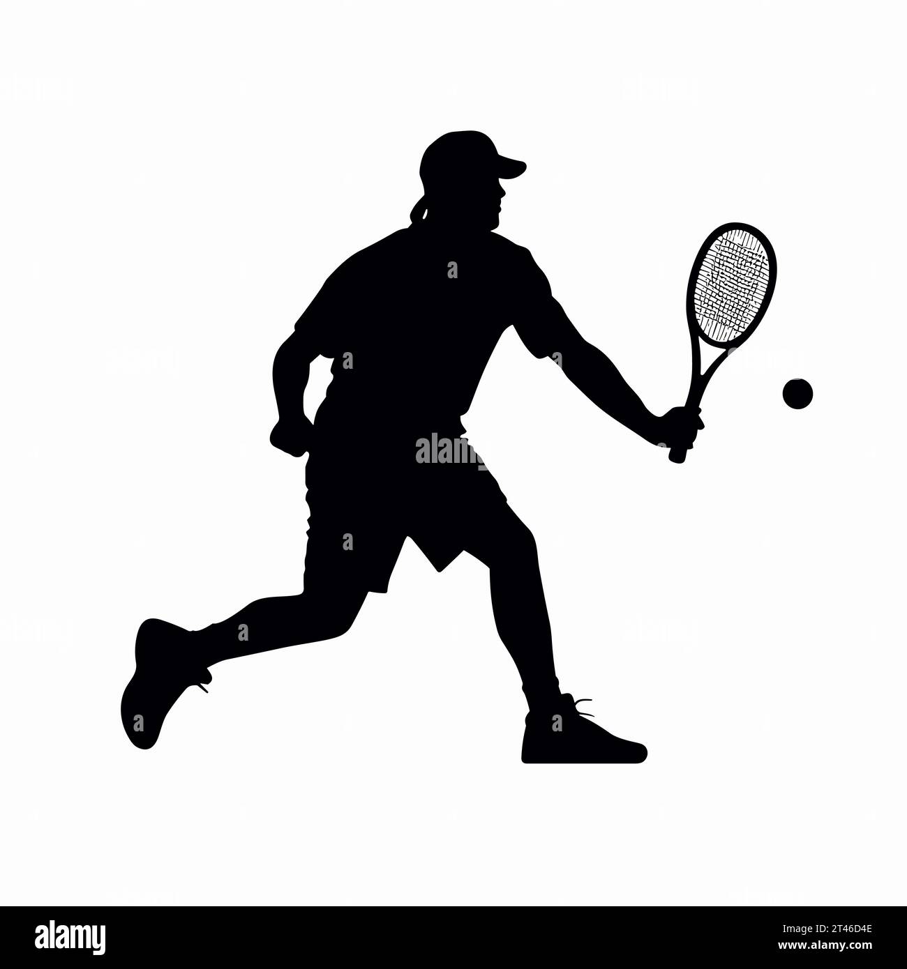Male tennis player silhouette. Tennis player black icon on white ...