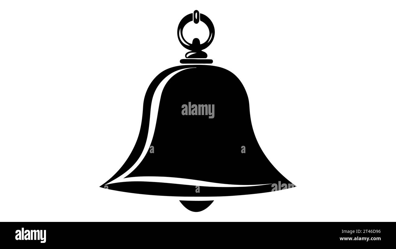 Black bell icon. Outline style. notification bell vector icon for web ...