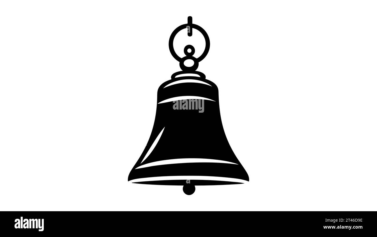 Black bell icon. Outline style. notification bell vector icon for web ...