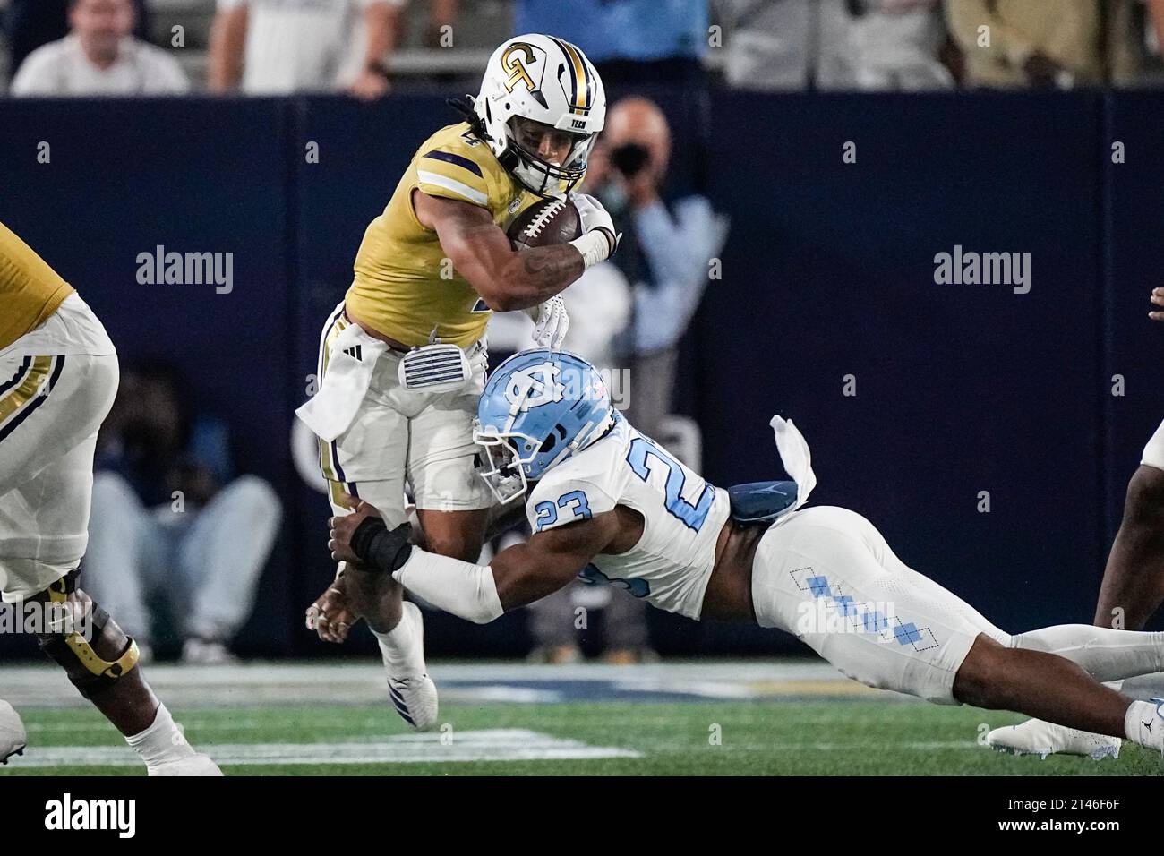 Georgia Tech running back Dontae Smith (4) is stopped by North Carolina ...