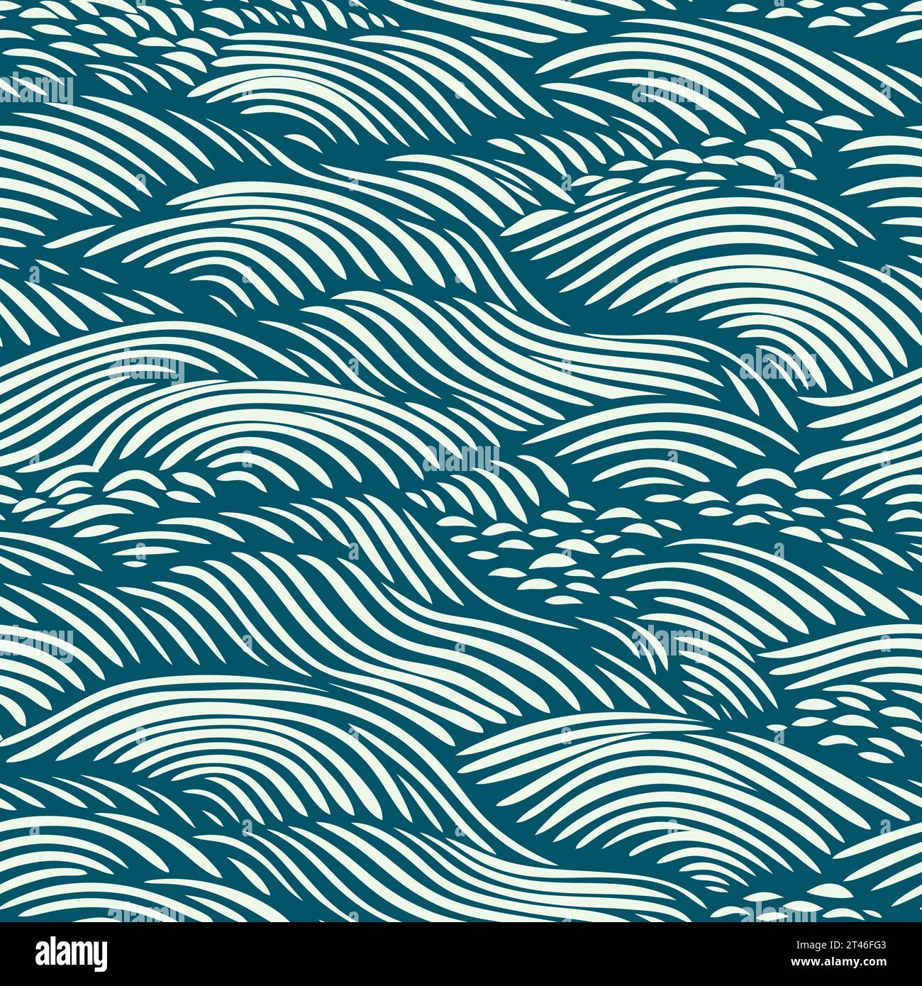 Blue and white waves, flat seamless pattern. Vector illustration Stock ...