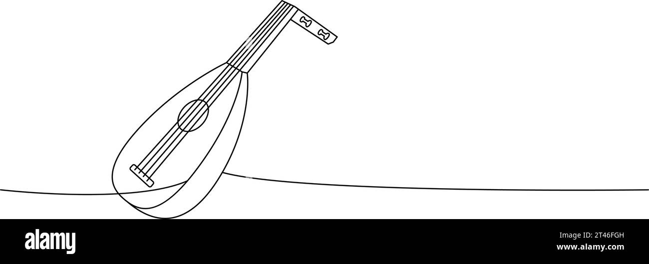 Lute String Instrument One Line Continuous Drawing Musical Instruments Continuous One Line