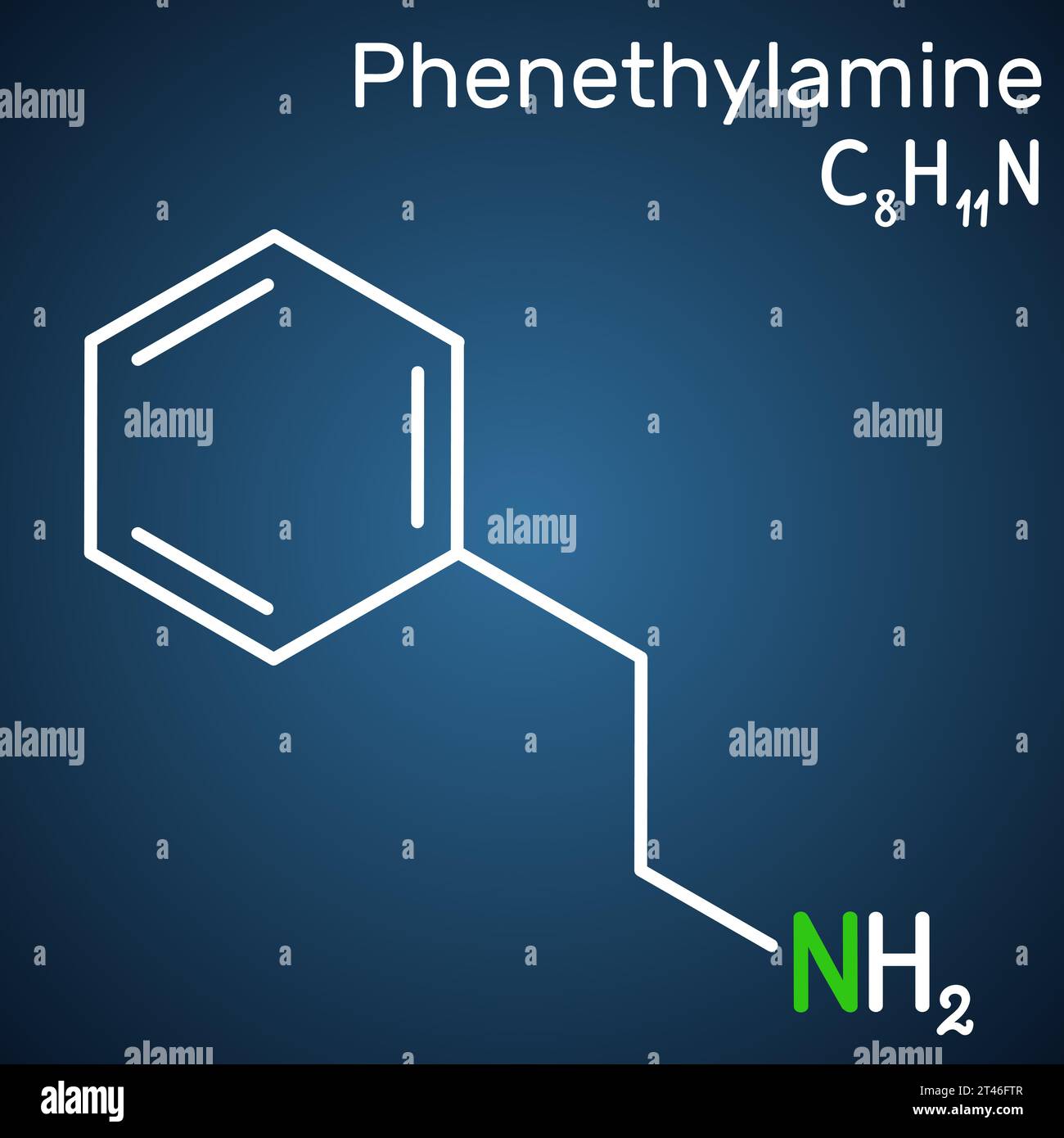 Phenethylamine, PEA molecule. It is monoamine alkaloid, central nervous ...