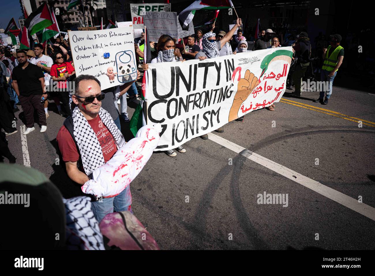 Los Angeles, California, USA. 28th Oct, 2023. Palestinian-Americans and ...