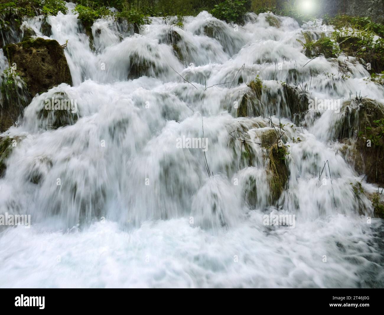 Low shutter speed of beautiful waterfalls, Plitvice lakes national park ...