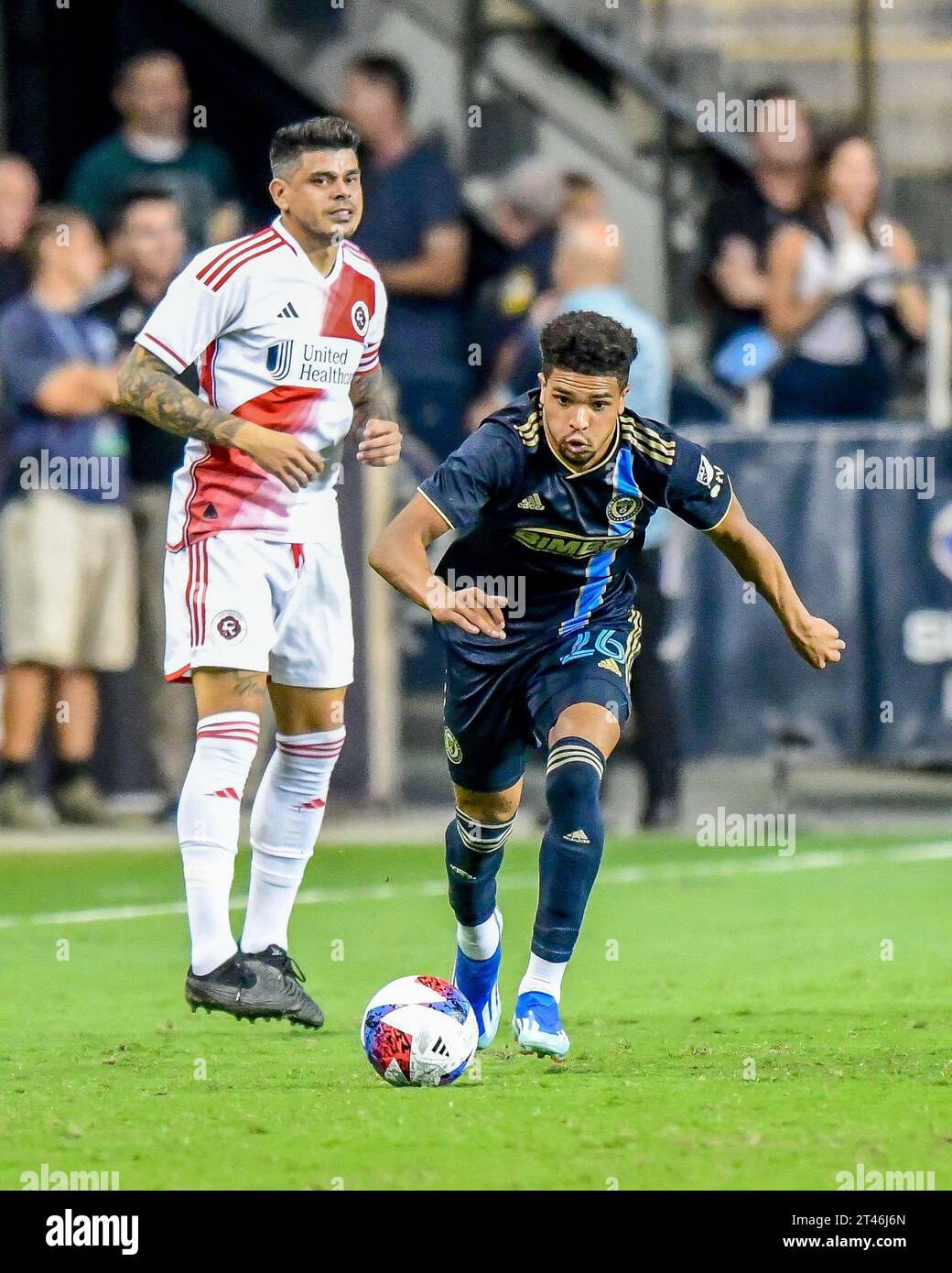 Philadelphia Union defender Nathaniel Harriel steals the ball from New ...