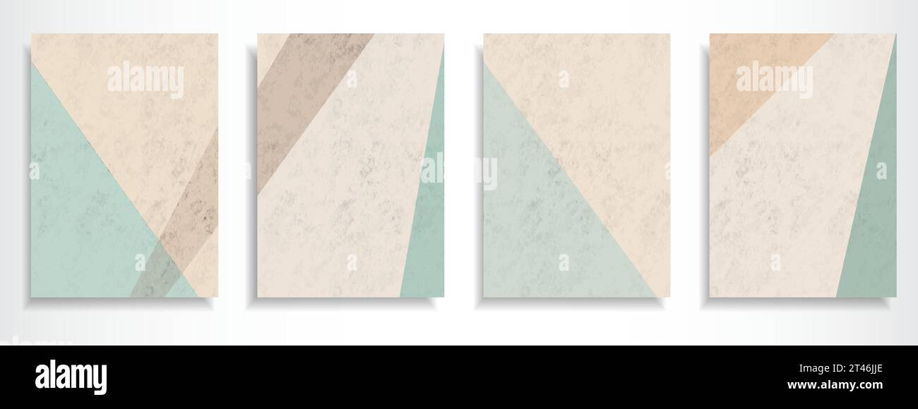Set of pastel color geometric covers, textured abstract background ...